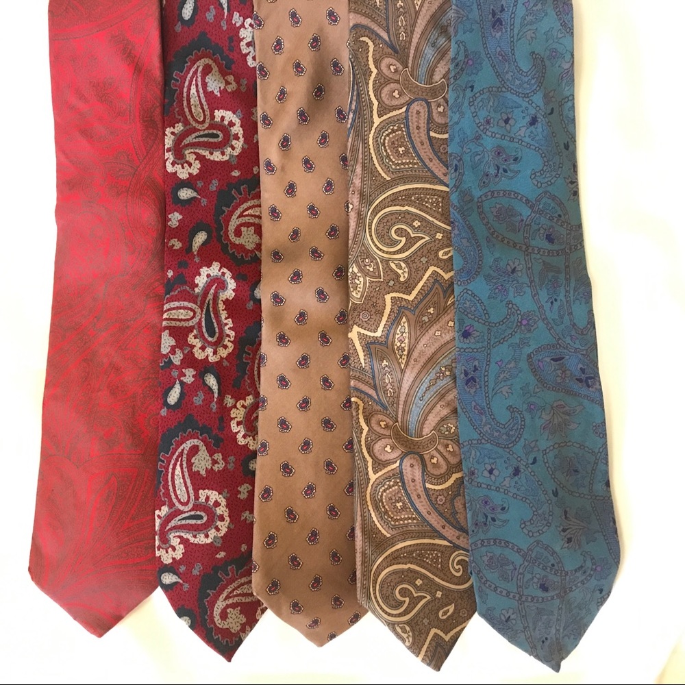 Vintage Men’s Paisley Pattern Silk Ties - Gem